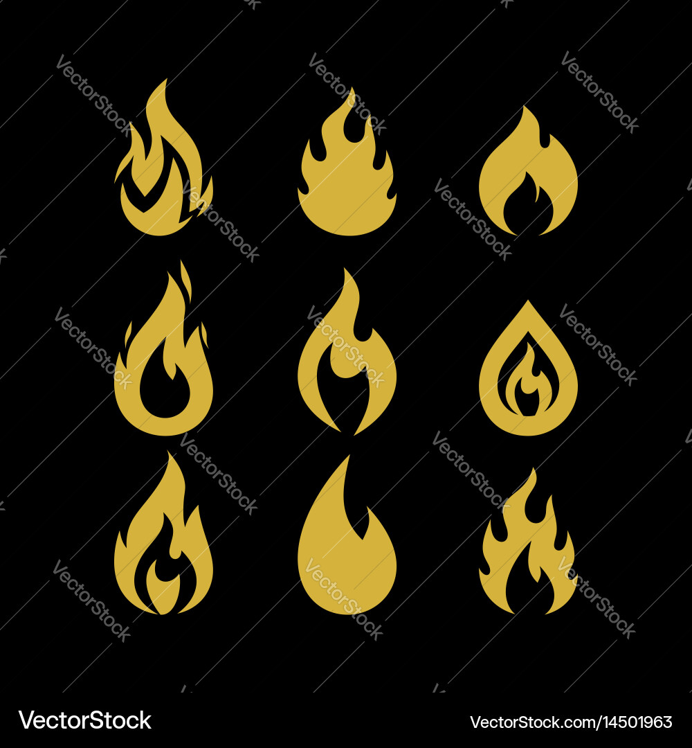 Big set of flames Royalty Free Vector Image - VectorStock