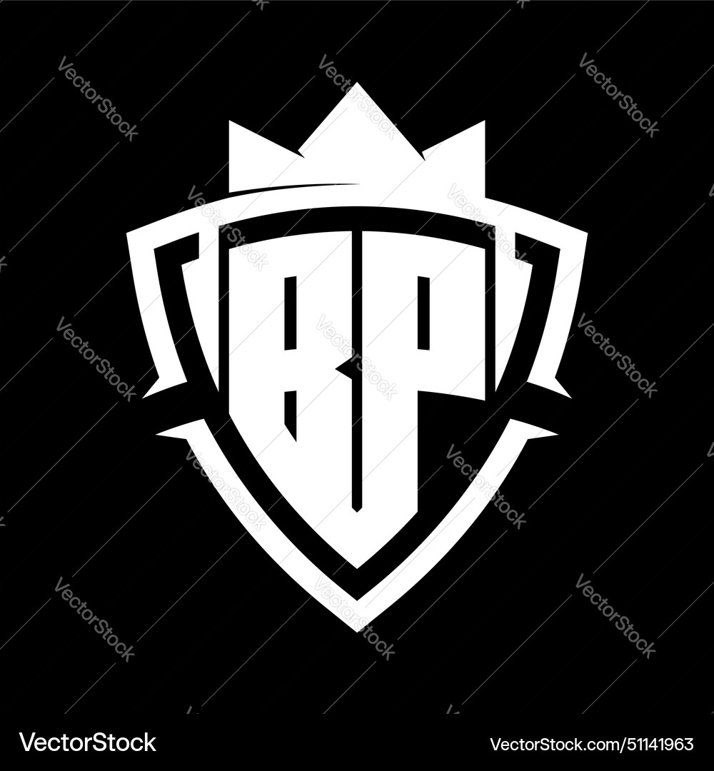 Bp letter monogram with triangle curve shield Vector Image