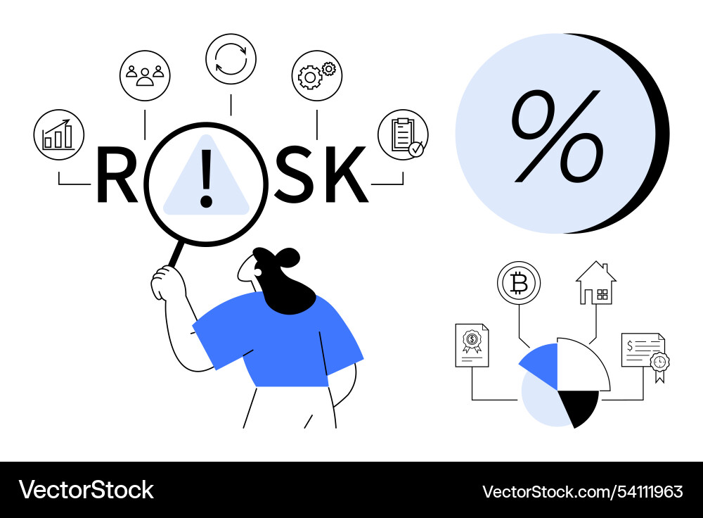 Businesswoman analyzing risk factors Royalty Free Vector