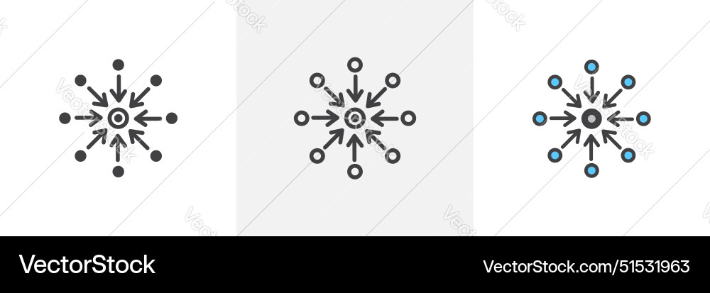 Centralized icon set enterprise data hub symbol Vector Image