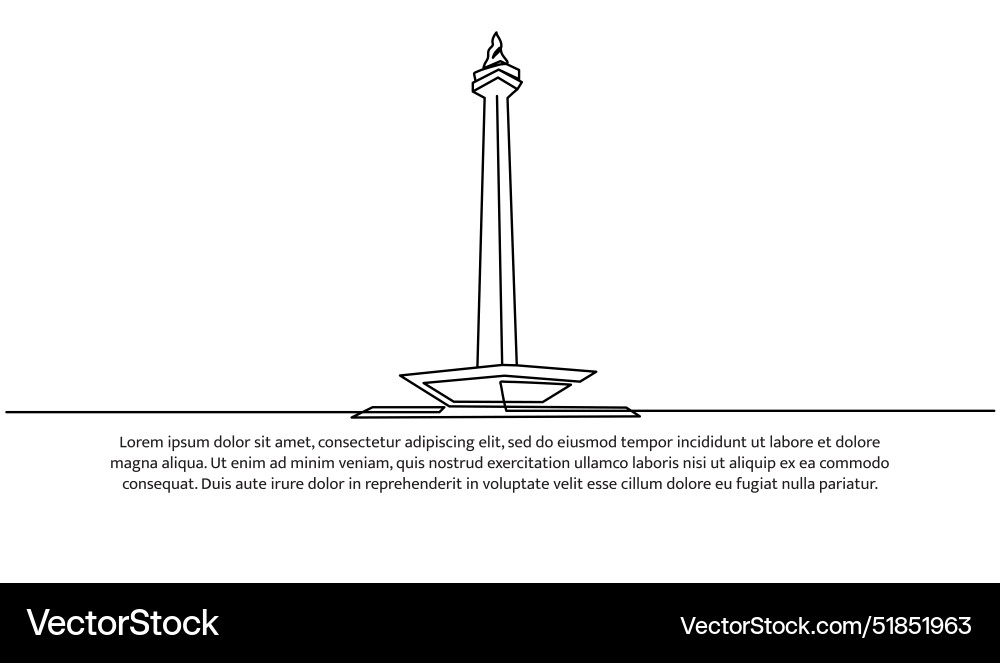 Continuous one line design of indonesian monas Vector Image