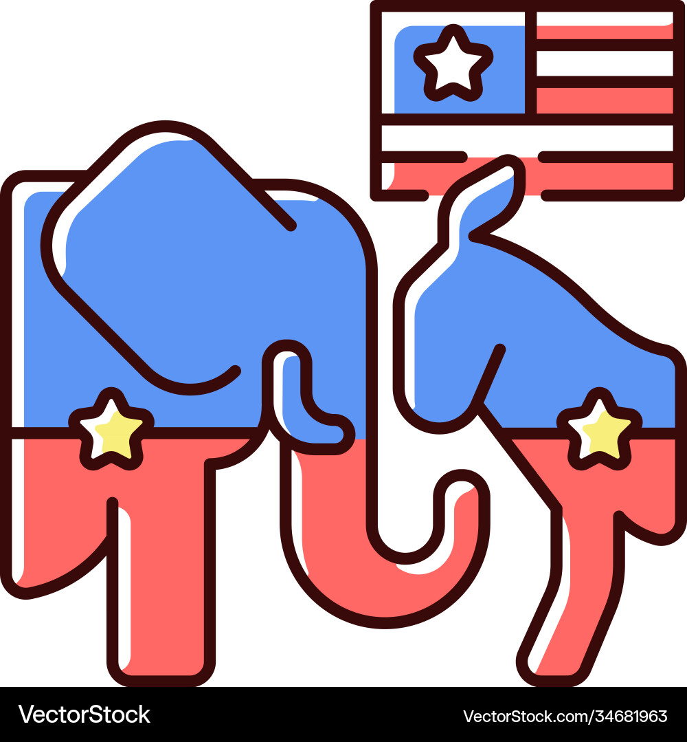 Democrats vs republicans rgb color icon Royalty Free Vector
