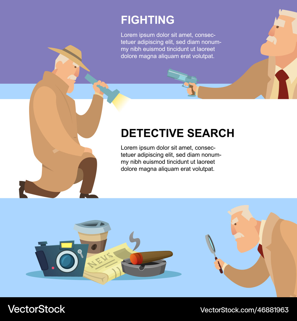 Detective banners spy characters templates Vector Image