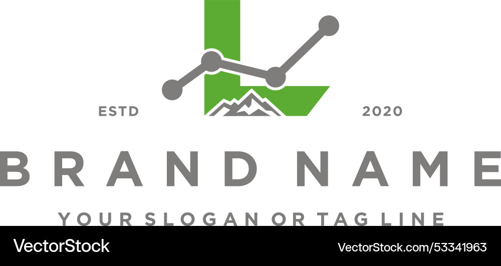 Letter l mountain finance logo design Royalty Free Vector