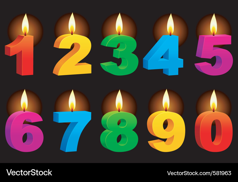 Numbered candles Royalty Free Vector Image - VectorStock