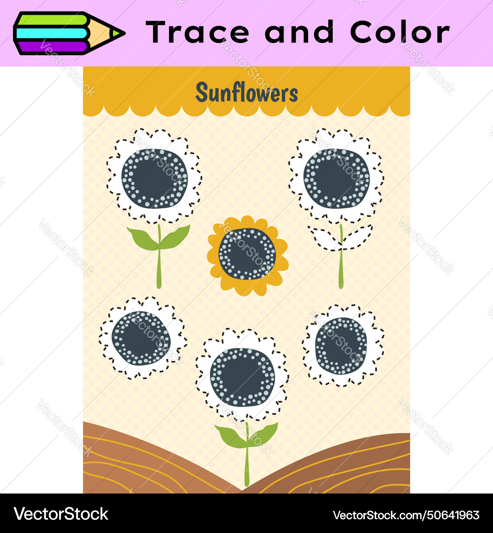 Pen tracing lines activity worksheet for children Vector Image