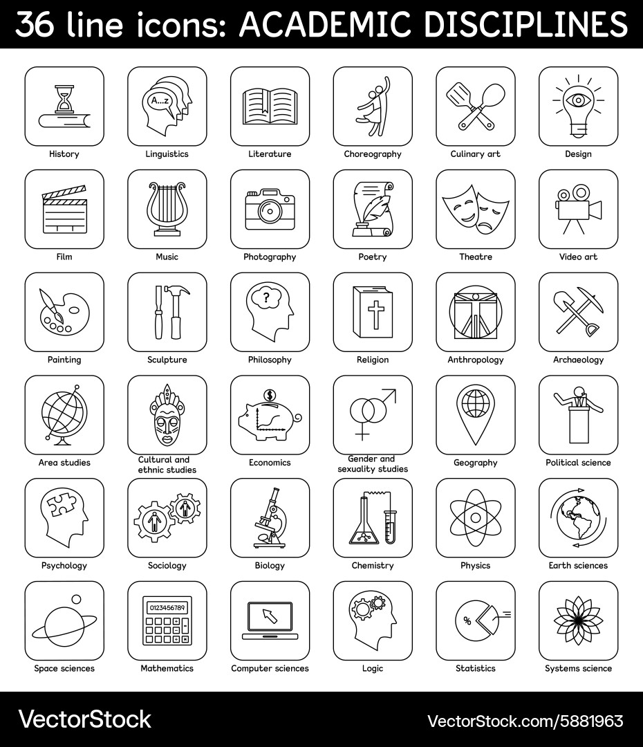 Set of academic disciplines icons Royalty Free Vector Image
