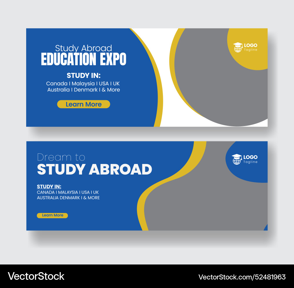 Study abroad or admission horizontal web banner Vector Image