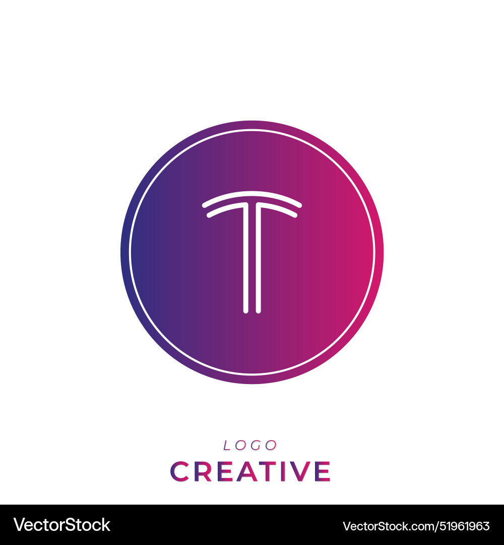 T creative latter logo design branding logo desig Vector Image