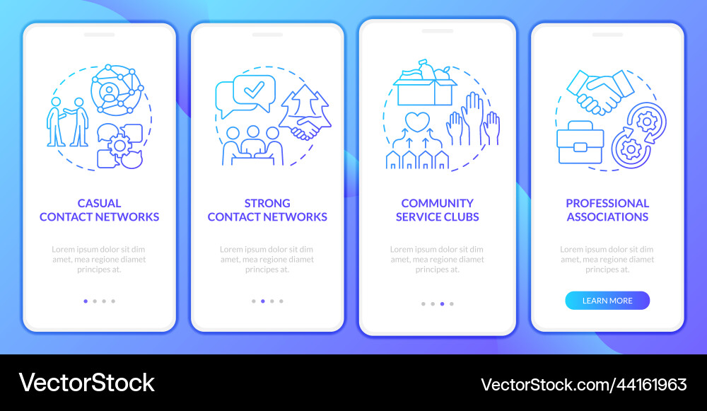 Types of business networking blue gradient Vector Image