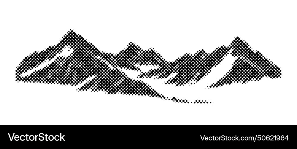 Black halftone mountain range grunge textured Vector Image