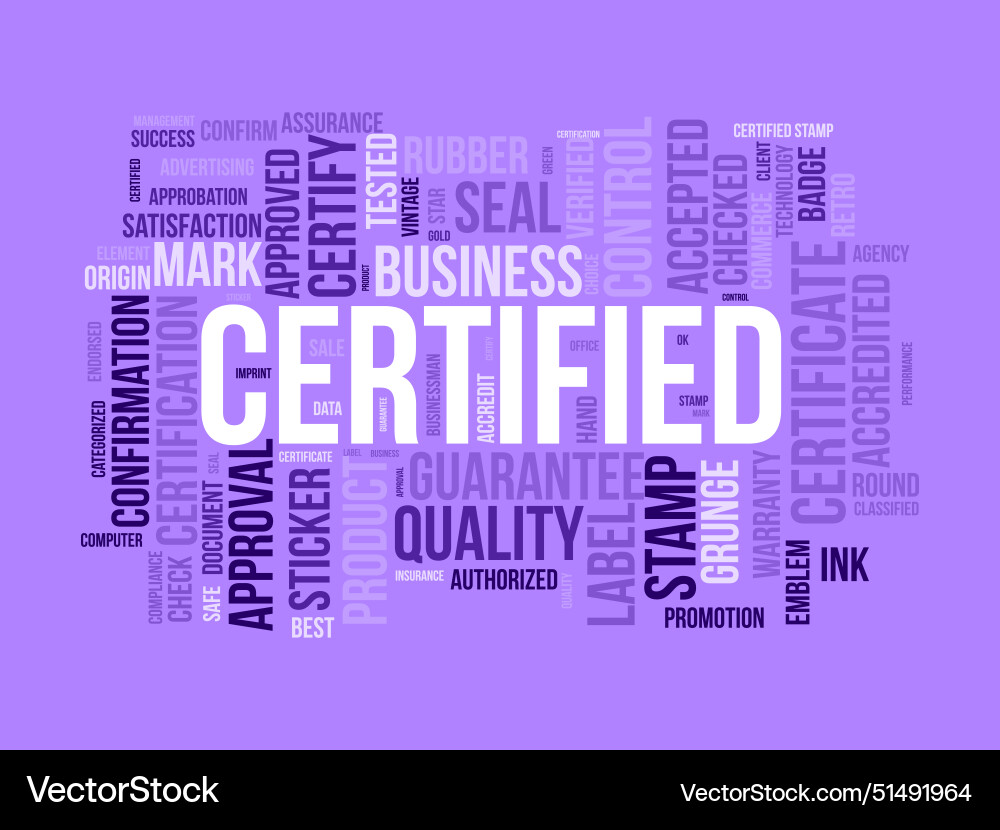 Certified word cloud template guarantee approval Vector Image