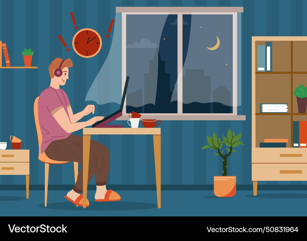 Healthy lifestyle night composition Royalty Free Vector