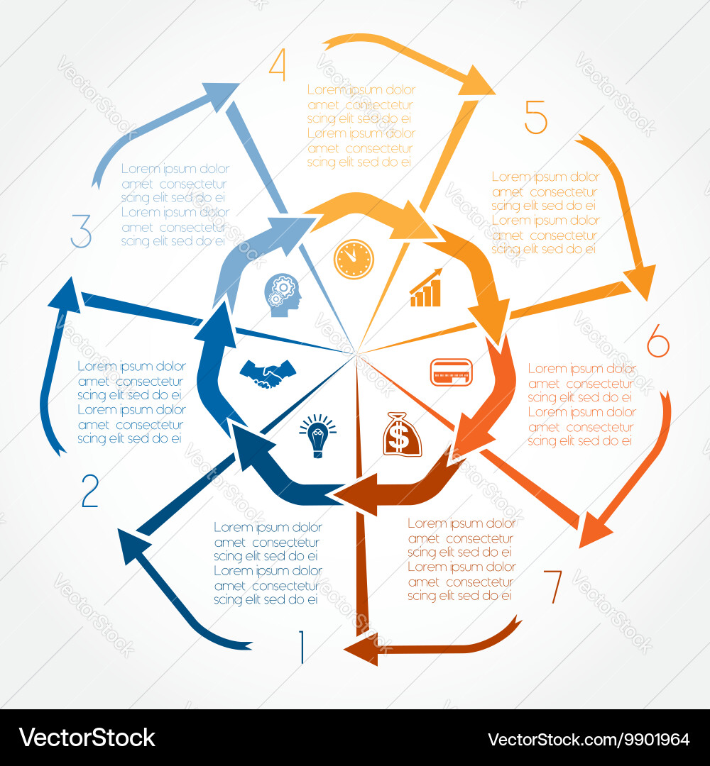 Infographic for seven positions Royalty Free Vector Image