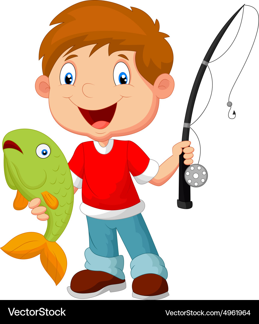 Little boy fishing Royalty Free Vector Image - VectorStock