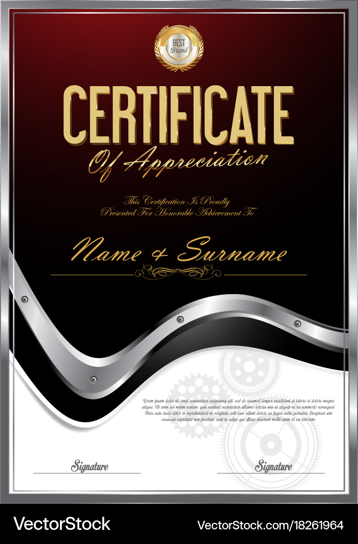 Mechanical Engineer Certificate Template Vector Image