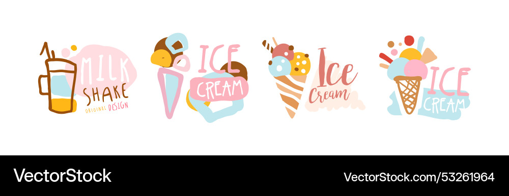 Milk shake and ice cream logo original design Vector Image