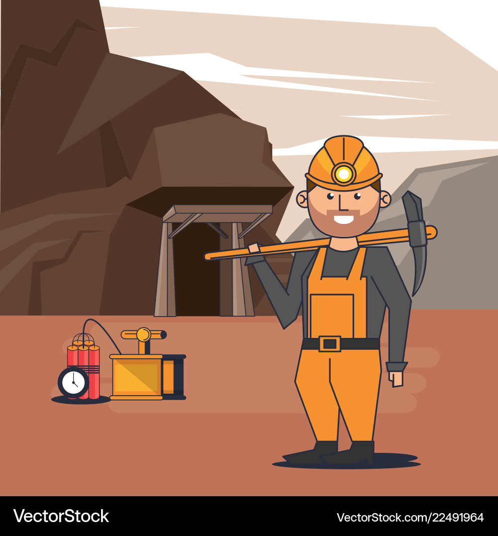 Mining worker cartoon Royalty Free Vector Image