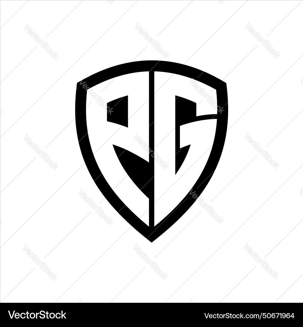 Pg monogram logo with bold letters shield shape Vector Image