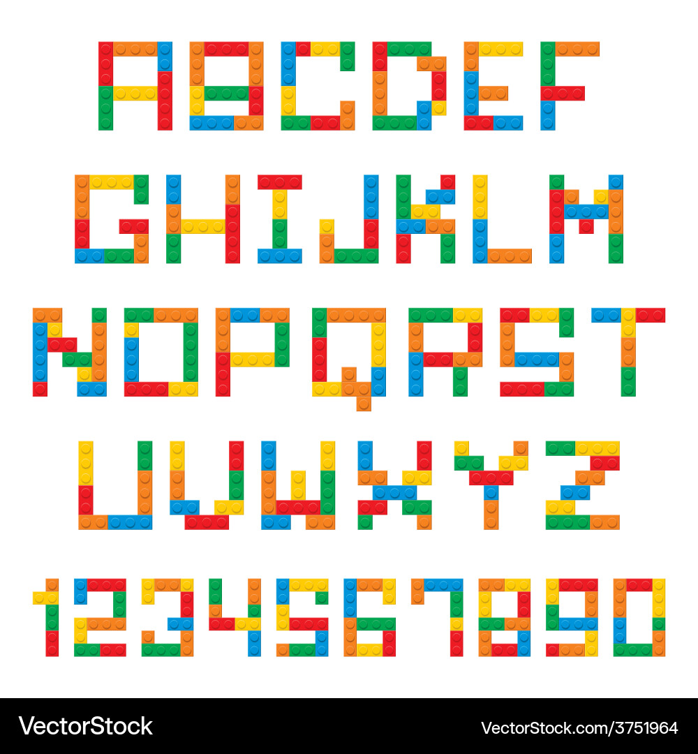 Plastic construction blocks alphabet Royalty Free Vector