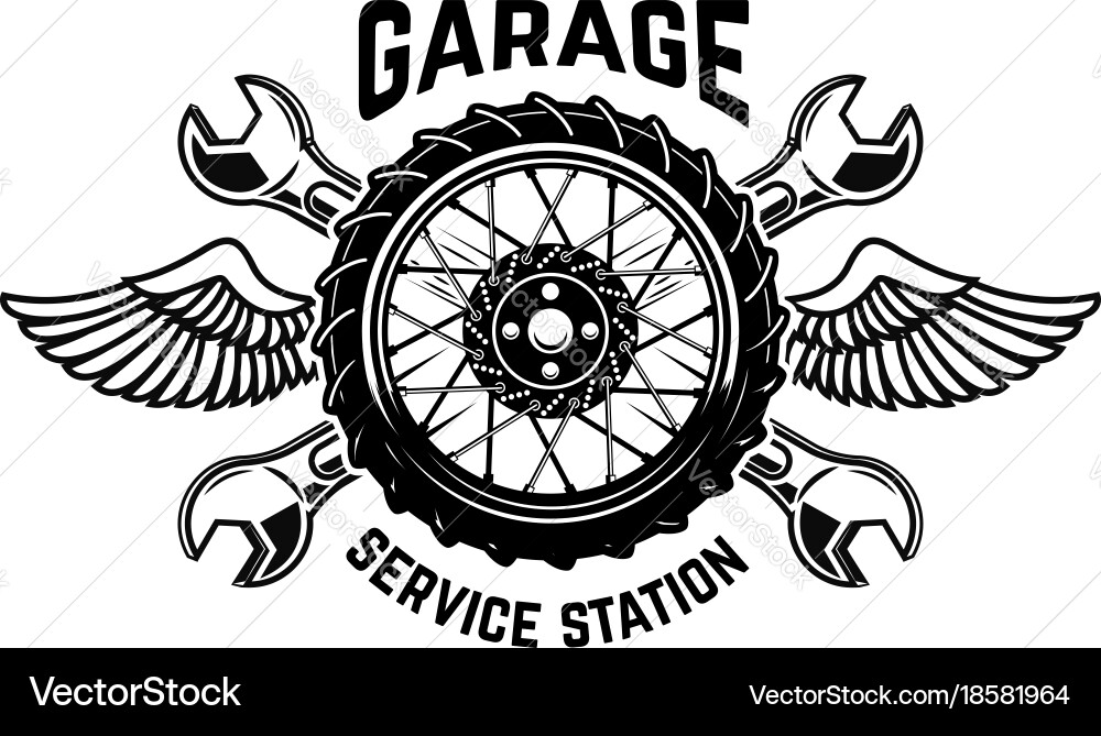 Service station emblem template car wheel Vector Image