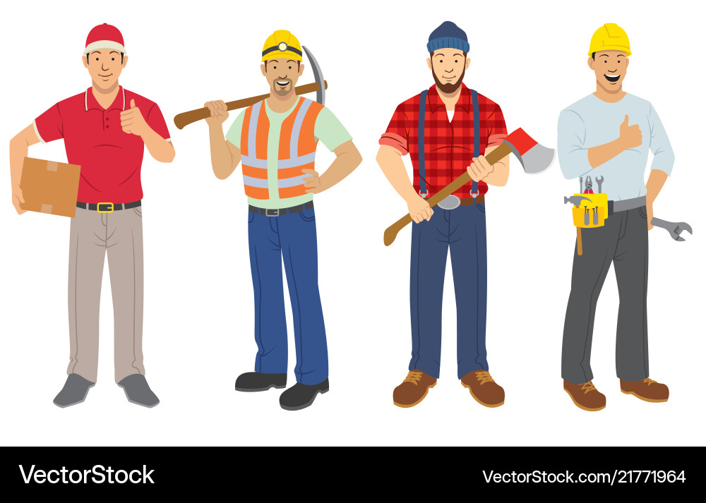 Set of labor workers in flat style Royalty Free Vector Image