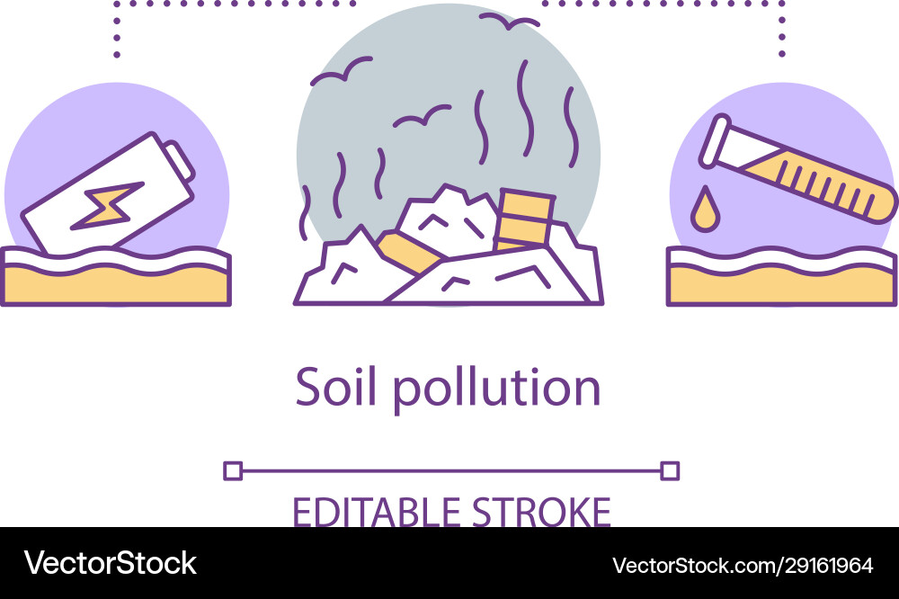 Soil pollution concept icon land degradation Vector Image