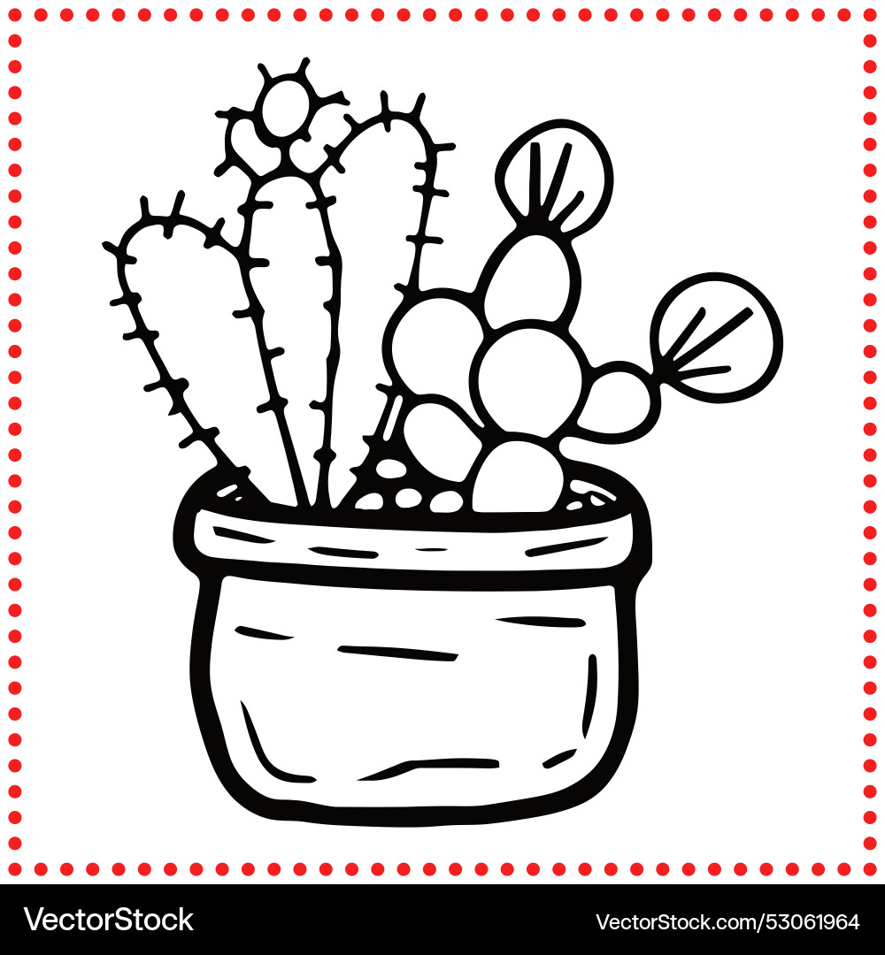 Stylized cacti in pots great for ecoconscious Vector Image