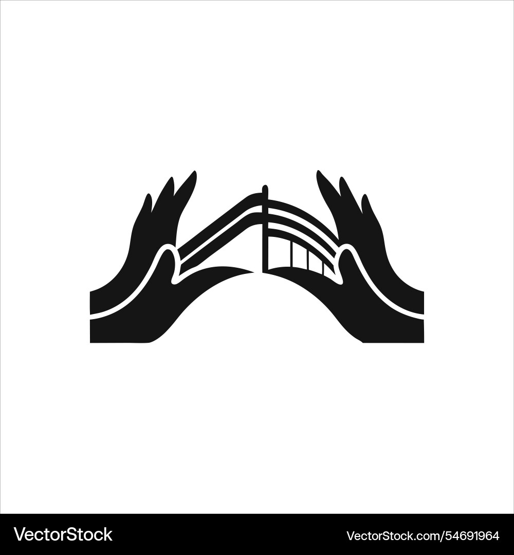 Two hands forming a bridge logo design Royalty Free Vector