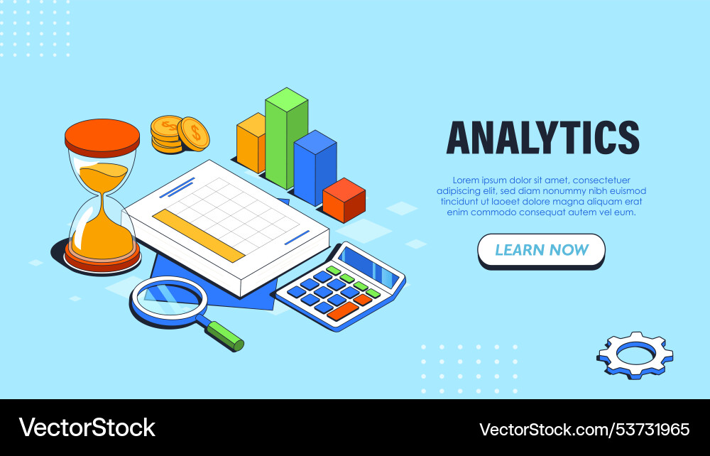 Analytics isometric poster magnifying glass Vector Image