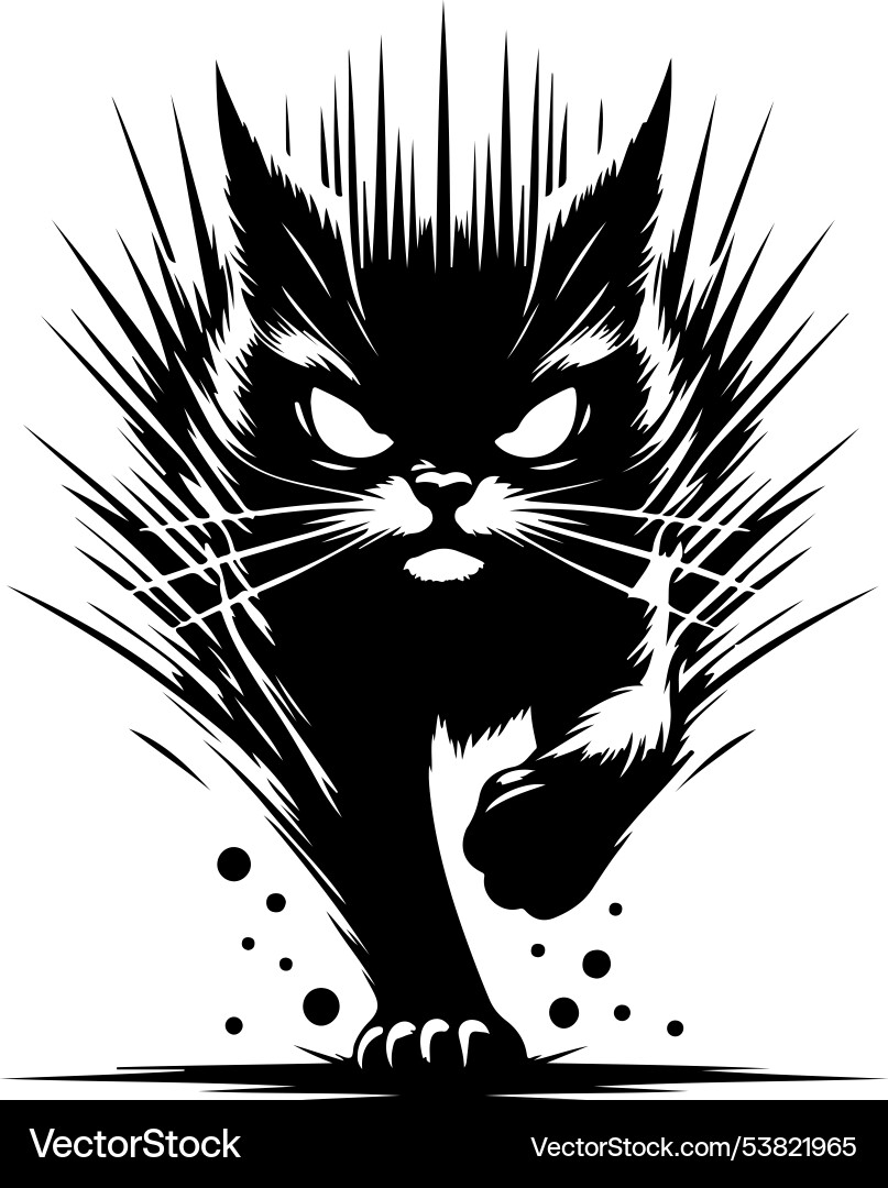 Angry cat attack or jumping clip art design Vector Image
