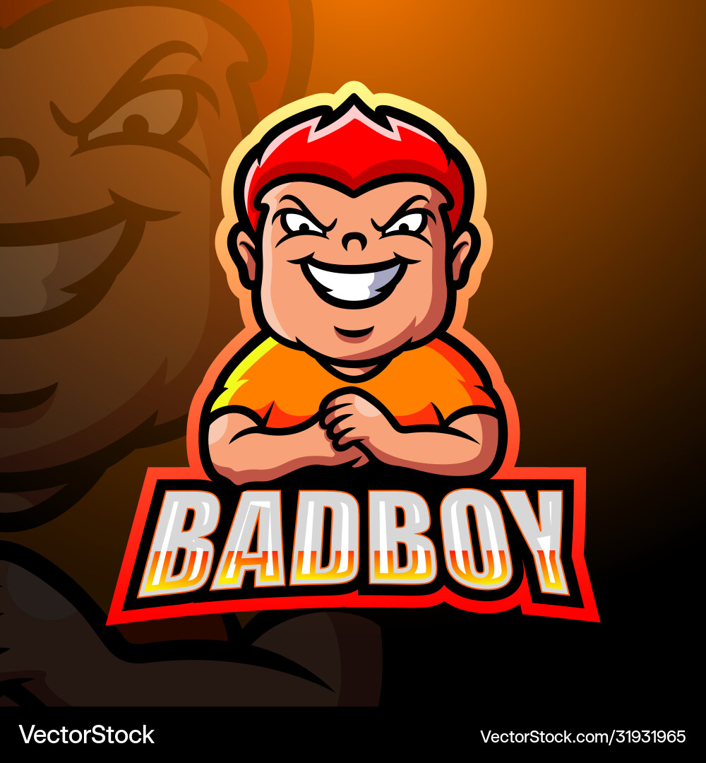 Bad boy mascot esport logo design Royalty Free Vector Image