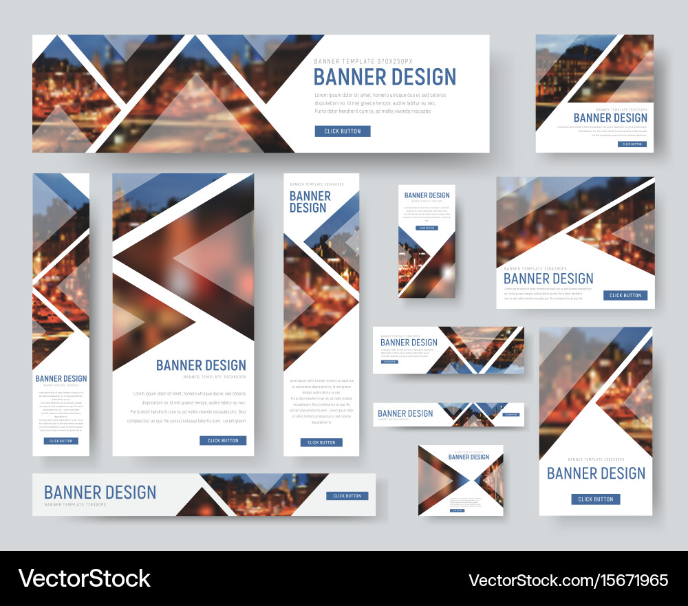 Banner templates of standard size with triangular Vector Image