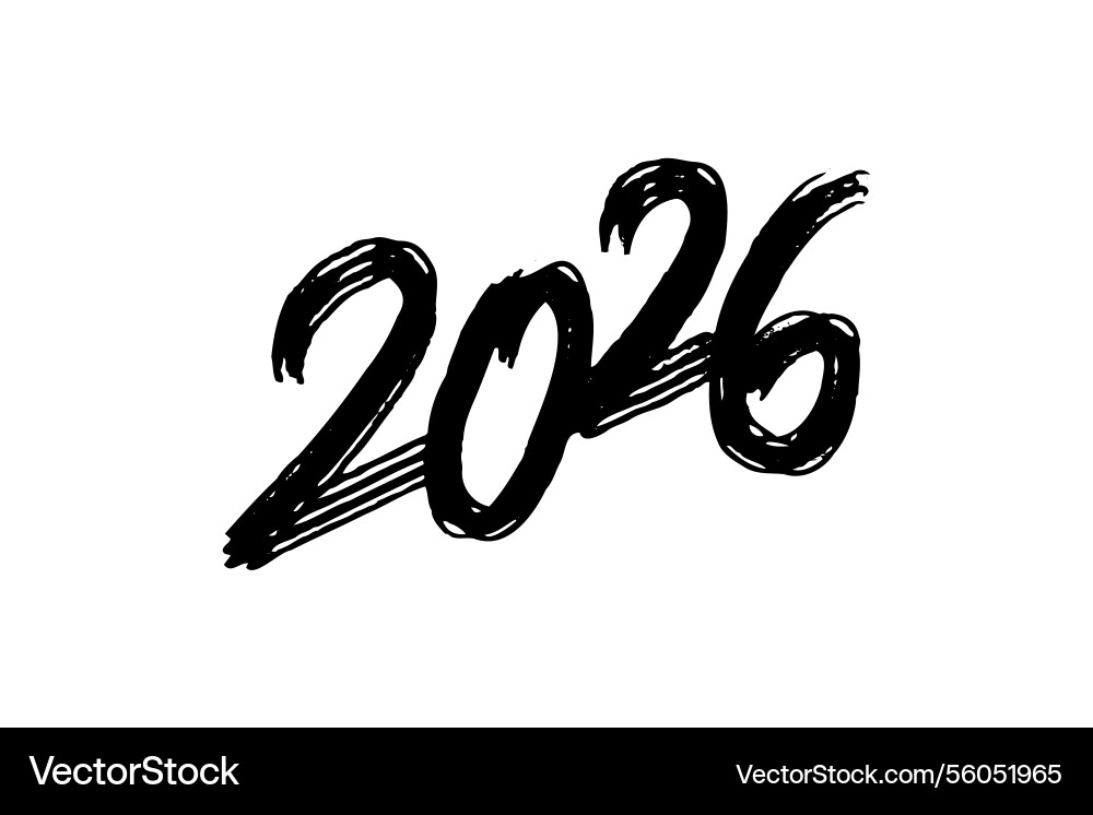 Calligraphy for 2026 year icon black number Vector Image