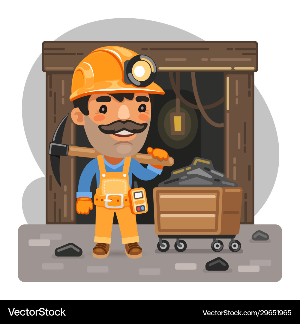 Cartoon Miner with Pickaxe Royalty Free Vector Image