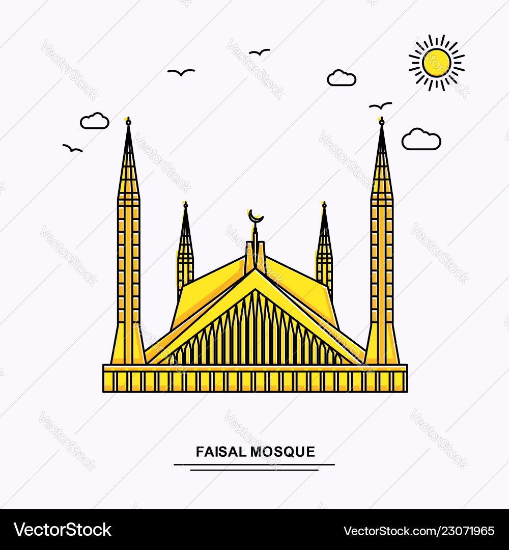 Faisal mosque monument poster template world Vector Image