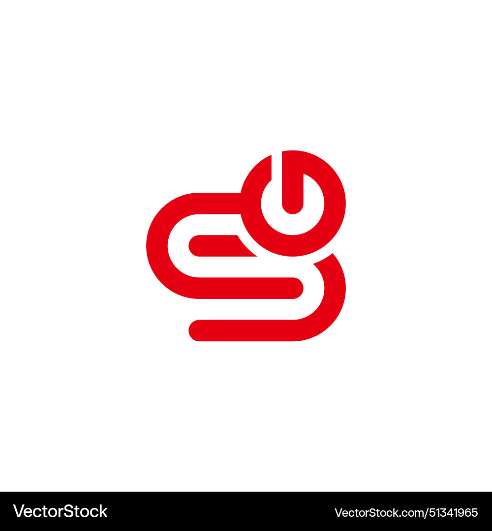Letter s power button red simple logo Royalty Free Vector