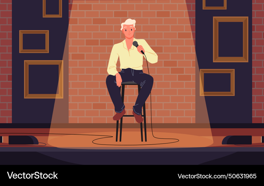 Male Comedian on Stage Royalty Free Vector Image
