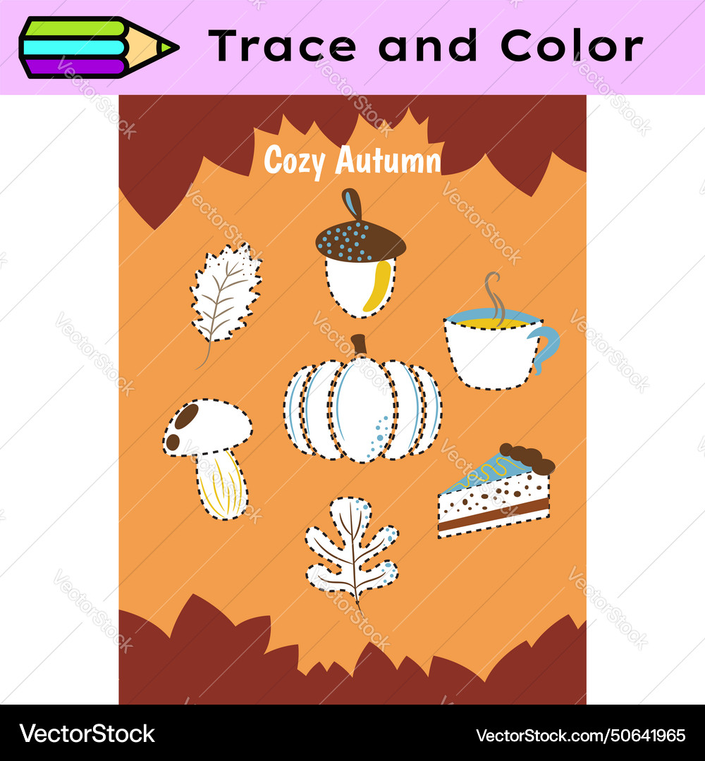 Pen tracing lines activity worksheet for children Vector Image