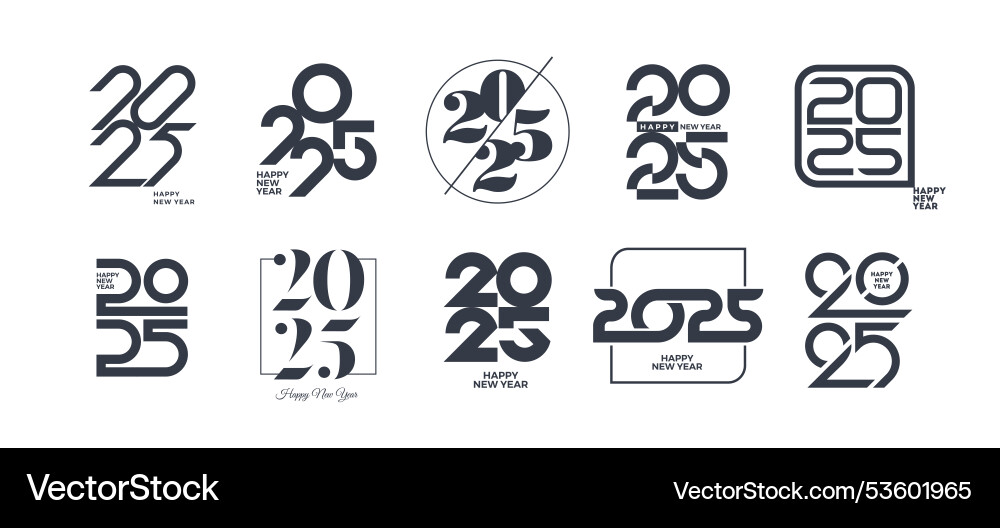Set of 2025 new year logo Royalty Free Vector Image