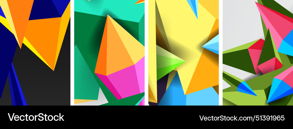 Set of triangle geometric low poly 3d shapes Vector Image