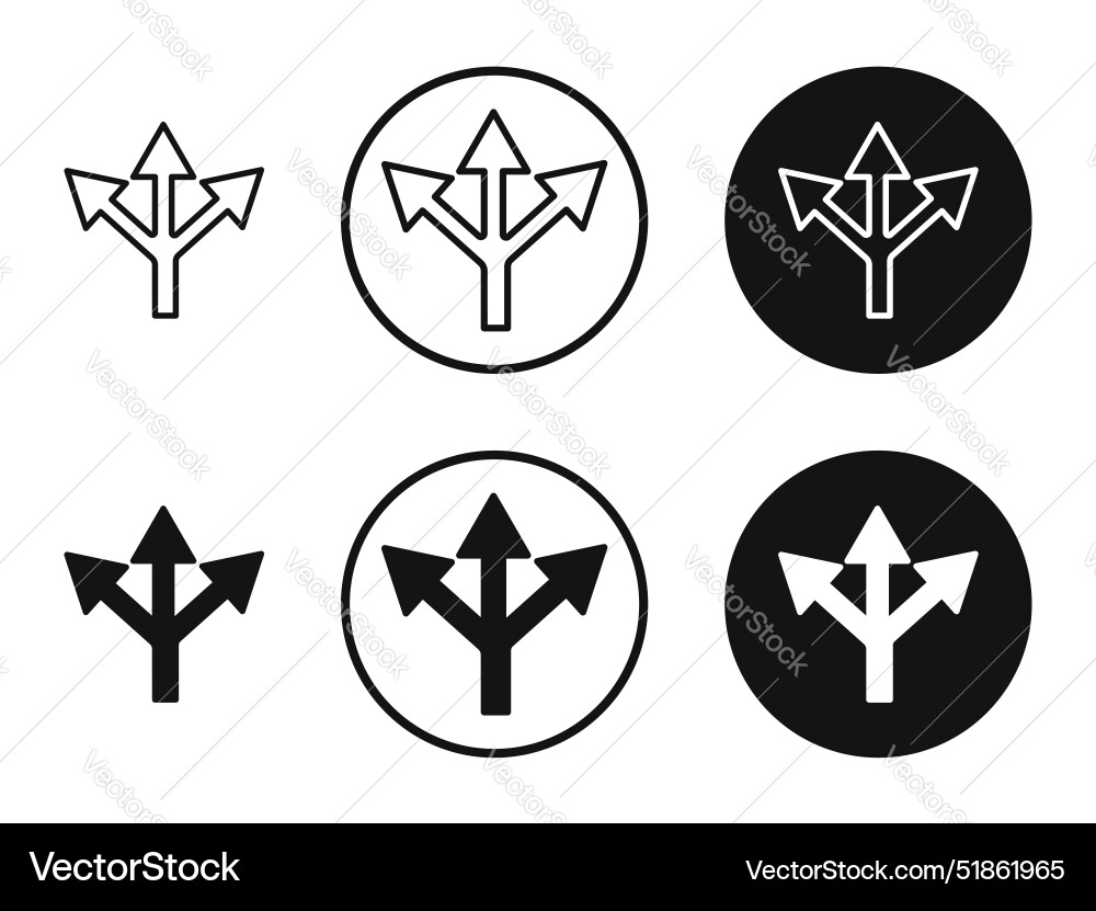 Split icon set in black and white outlines Vector Image