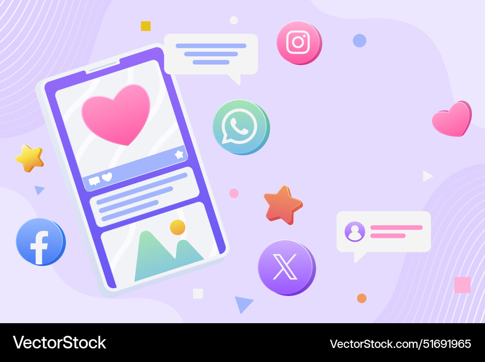 Visual concept of social media interaction Vector Image