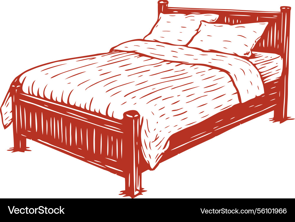 Beautiful classic hand drawing bed Royalty Free Vector Image