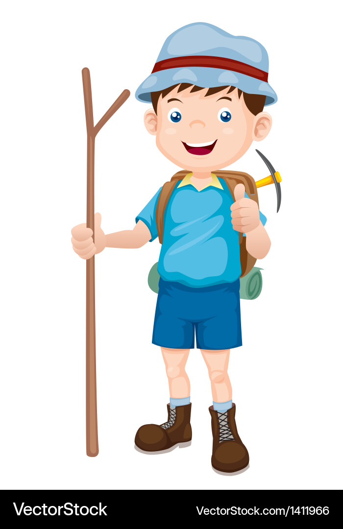 Boy hiking Royalty Free Vector Image - VectorStock