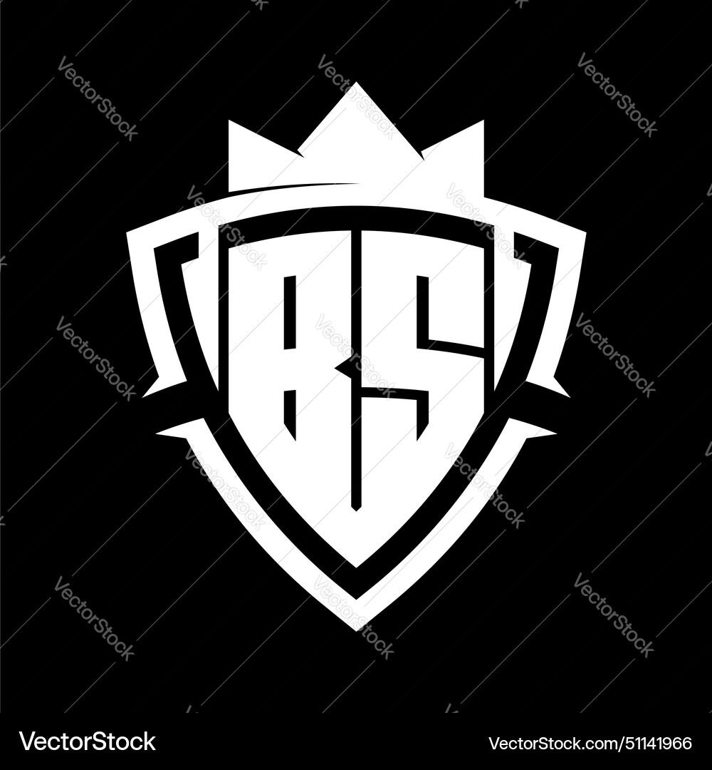 Bs letter monogram with triangle curve shield Vector Image