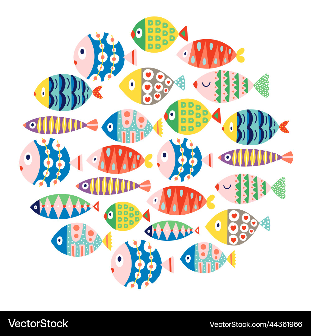 Cute fish card Royalty Free Vector Image - VectorStock