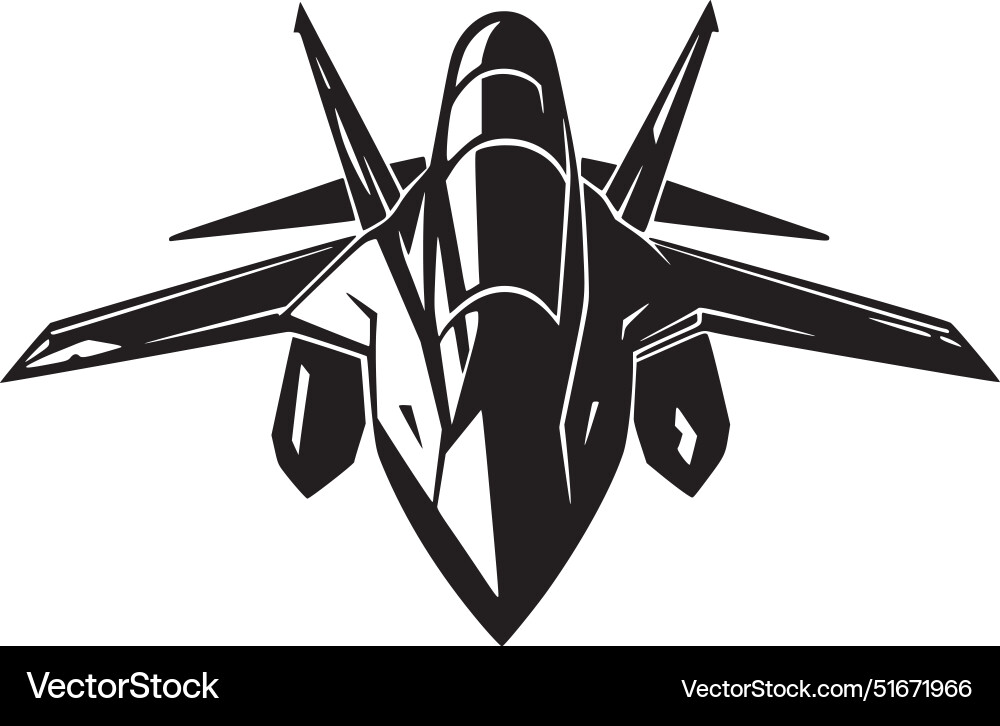 Fighter jet - black and white isolated icon Vector Image