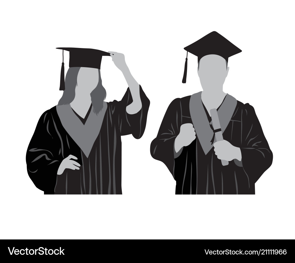 Graduates silhouette Royalty Free Vector Image