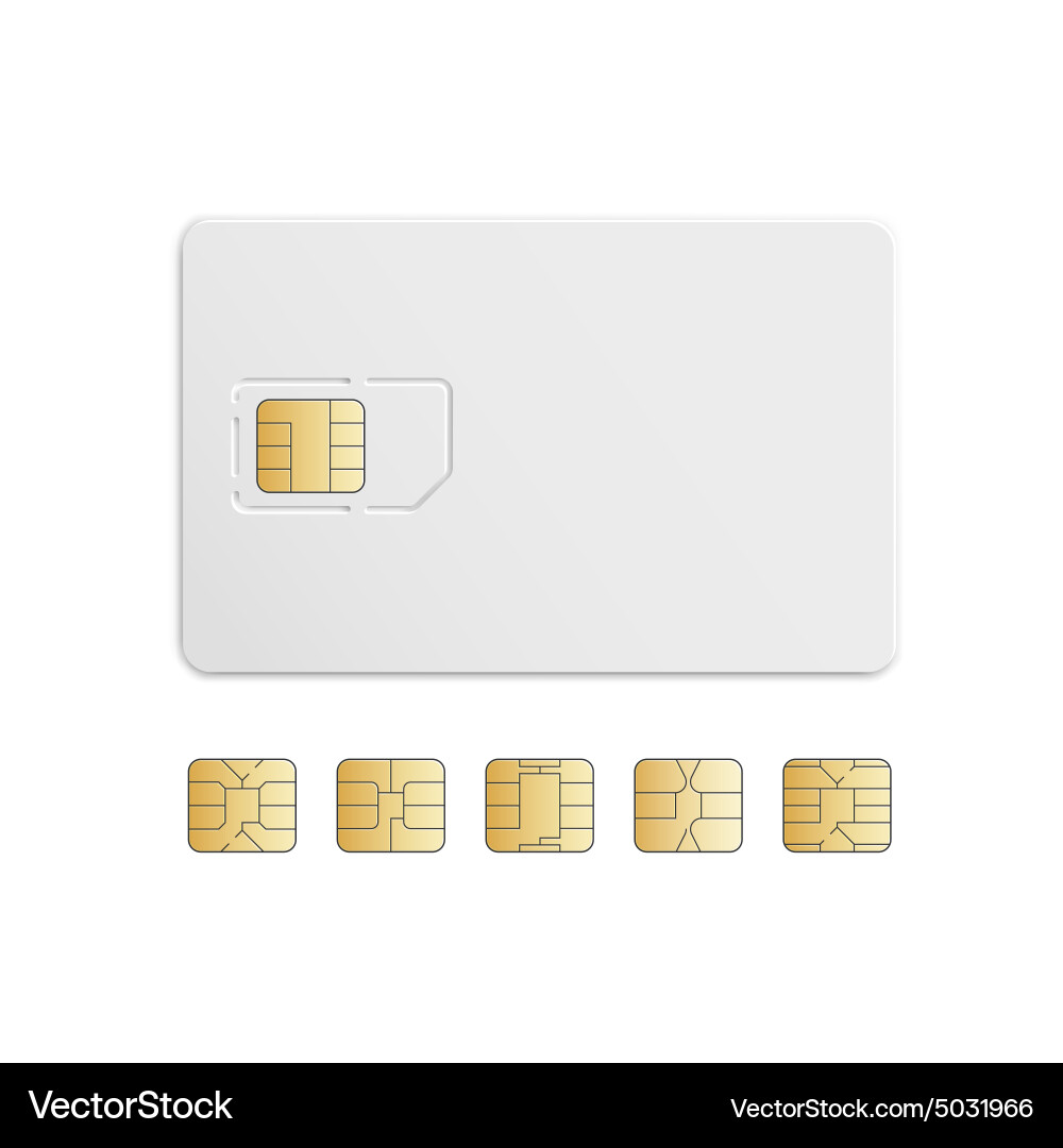 Mobile cellular phone sim card chip set Royalty Free Vector